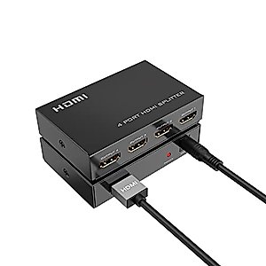 4K HDMI Splitter 1 in 4 Out 【with 5ft Cable】, Yinker 4 Way HDMI Splitter 1x4 4Kx2K@30Hz w/AC Adapter, Mirror Duplicate for PS4 Fire Stick HDTV