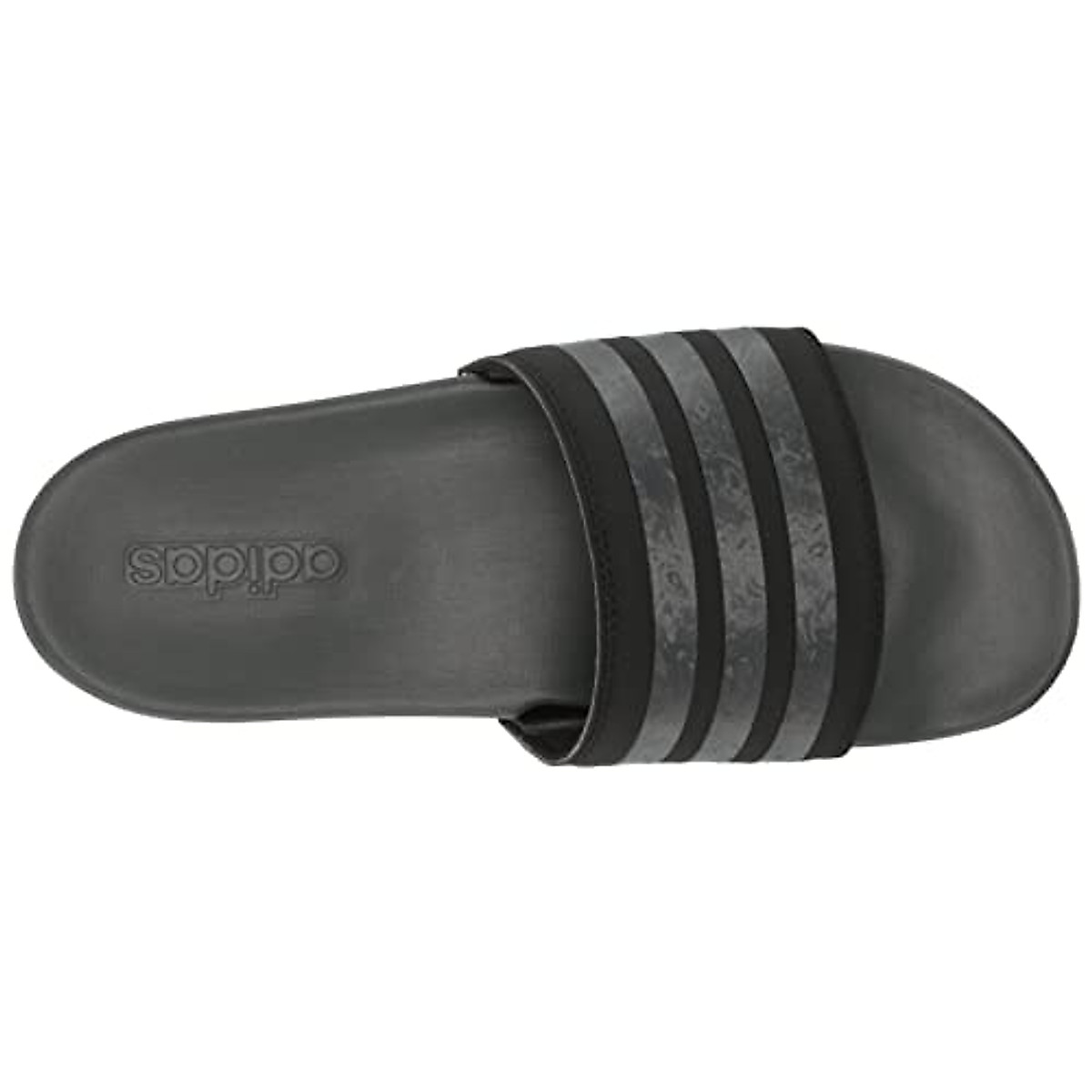 adidas Women's Adilette Comfort Slide Sandal, Black/Grey/Black, 8
