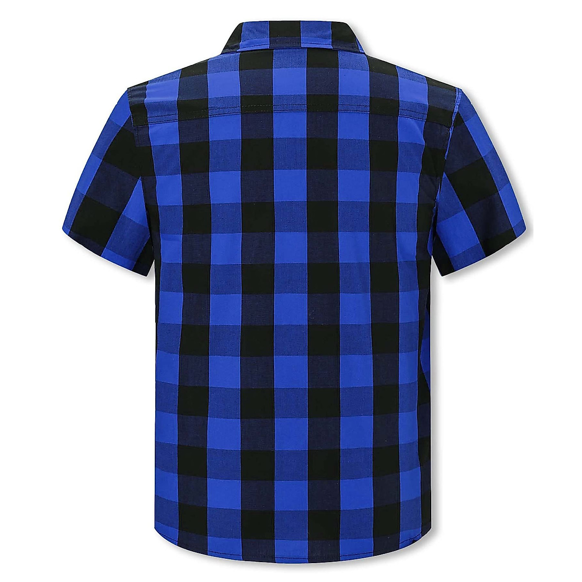 Cromoncent Mens Plaid Shirt Short Sleeve Summer Button Down Shirts Buffalo Plaid Blue, Large