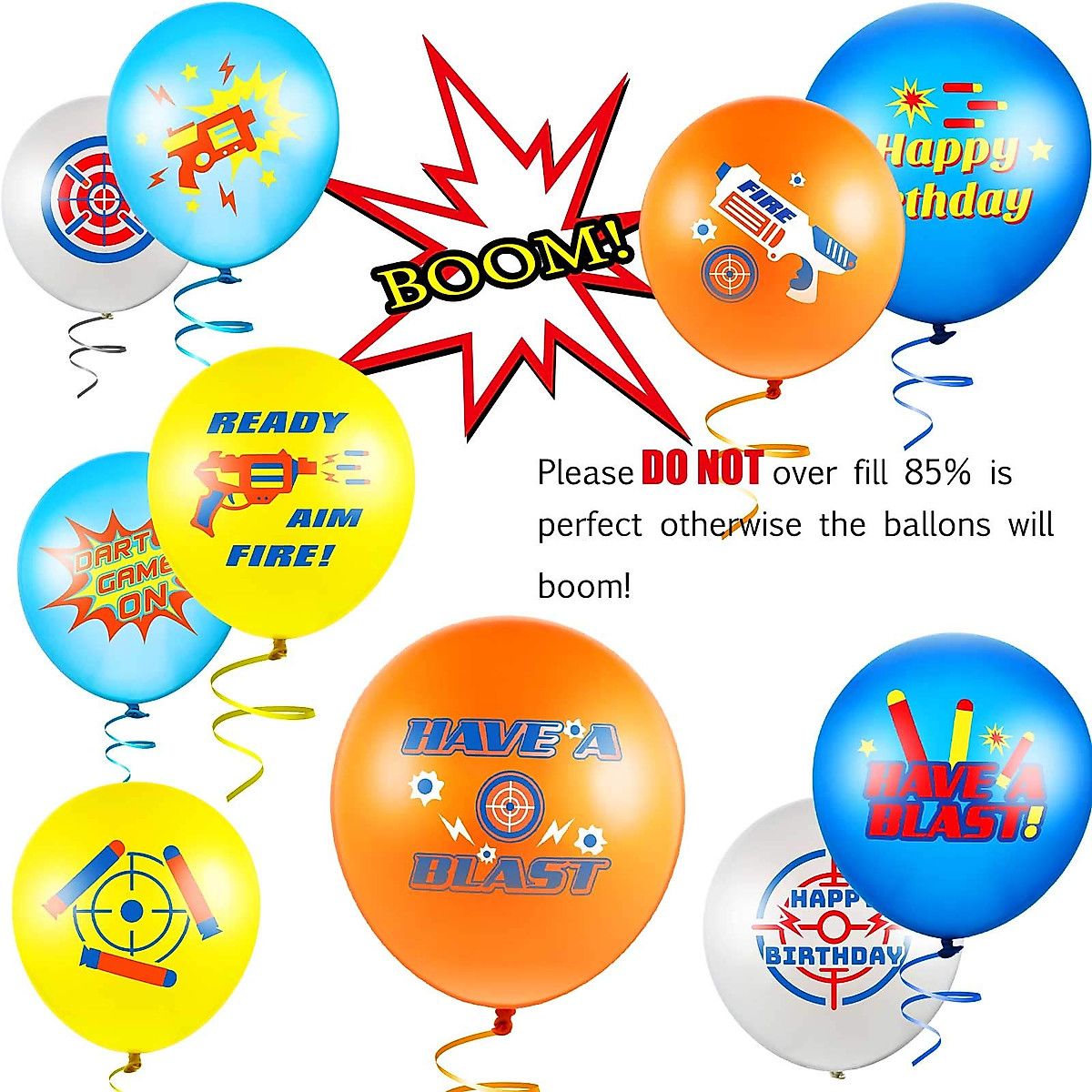 50 Pieces Dart Battle Balloons Target Party Latex Balloons Dart Battle Happy Birthday Balloons Supplies for Gun Target Birthday Party Dart Battle Party Decoration Supplies