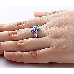 GLAMCARAT Sterling Silver Personalized Birthstone ring customized engraving fine jewelry for women mothers ring promise ring (sterling-silver, 6.5)