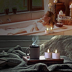 Ymenow LED Solar Candles, 6 Packs Dusk to Dawn Battery Solar Tea Lights Flickering Flameless Waterproof Candles for Home Garden Outdoor Decoration - Warm White