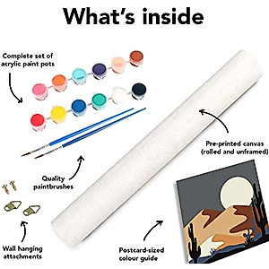 2 Pack Frame Paint by Number for Kids Mountain Sun– Kids Paint Set DIY Paint by Numbers for Kids Beginners Ages 4-8 |Easy Acrylic Watercolor Paint Numbers Oil Painting Kits for Kids (with Frame)