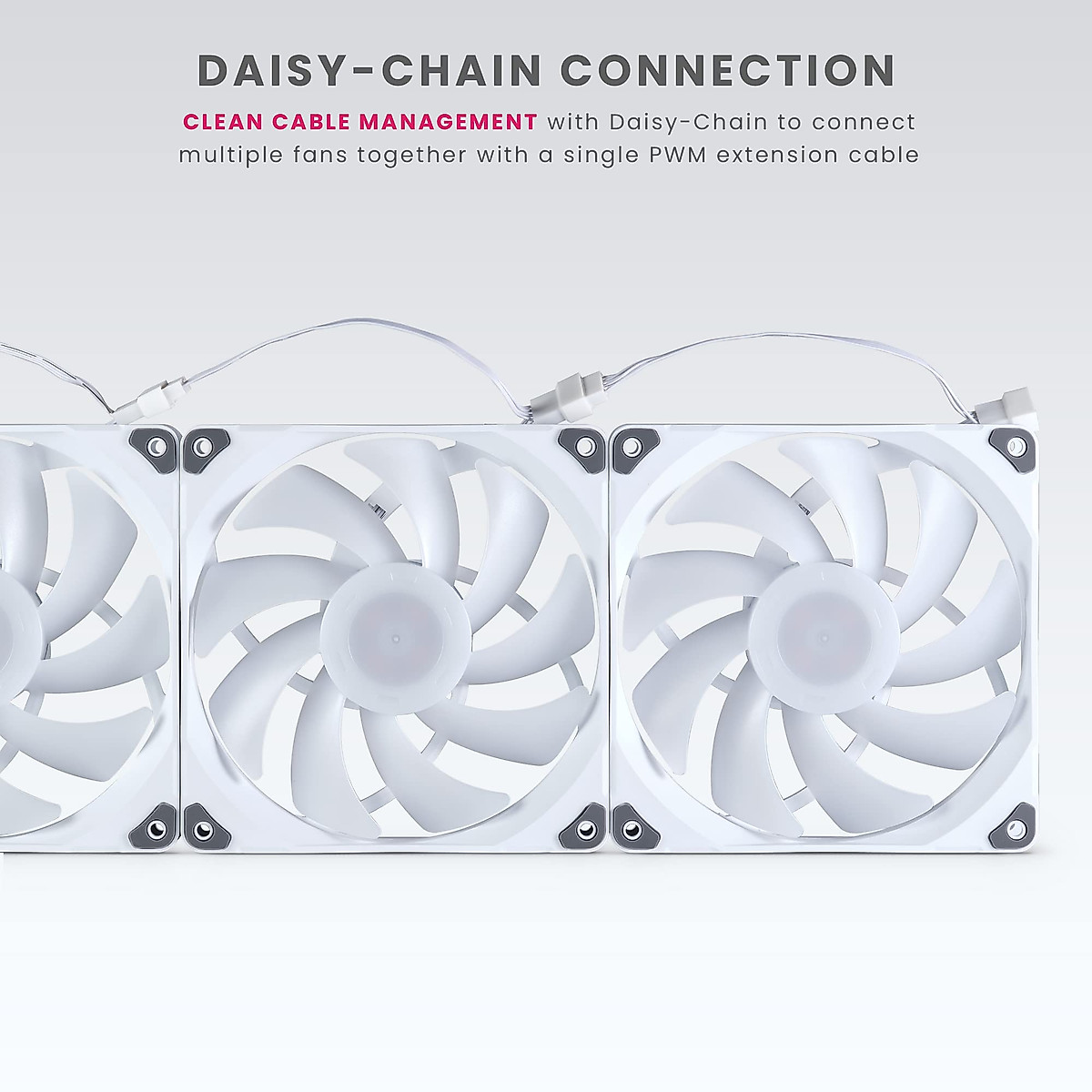 Phanteks (PH-F140SK_DRGB_PWM_WT01_3P) SK140 DRGB PWM Fan 3Pack – 3X 140mm Fan, high Airflow Nine-Blade Design, DRGB Lighting, Rubber dampening washers - White