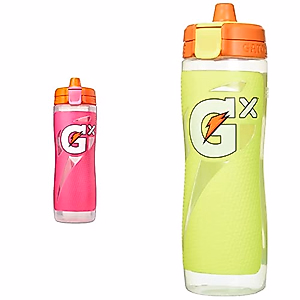 Gatorade Gx Hydration System, Non-Slip Gx Squeeze Bottles Pink & Gx Hydration System, Non-Slip Gx Squeeze Bottles Neon Yellow Plastic, 30 Oz