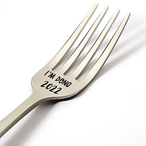 Retirement Gifts for Women Men Friends Coworker Boss, I’m Done Fork Engraved Stainless Steel, Funny Fork Gift, Retired Gifts for Birthday Valentine Christmas