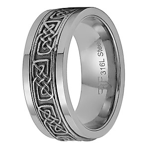 Fantasy Forge Jewelry Norse Knot Viking Spinner Ring Mens Womens Silver Stainless Steel Celtic Anti Anxiety Band Sizes 3-16 (3)