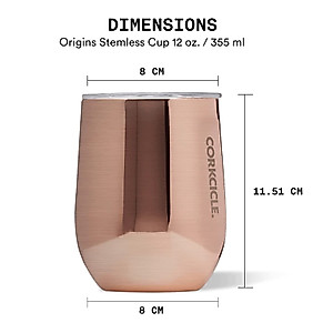 Corkcicle Origins Stemless Cup - Triple Insulated Stainless Steel Travel Wine Cup Tumbler for Coffee, Wine, and Cocktails - Spill Proof, Reusable, BPA-Free, Dishwasher Safe - 12oz/355ml, Copper