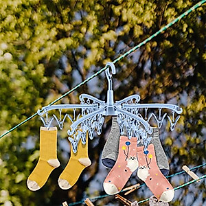 N/A 24 Clip Socks Indoor Folding Sock Rack Clothes Laundry Foldable Hanger ( Color : D , Size : 51*51*24cm )