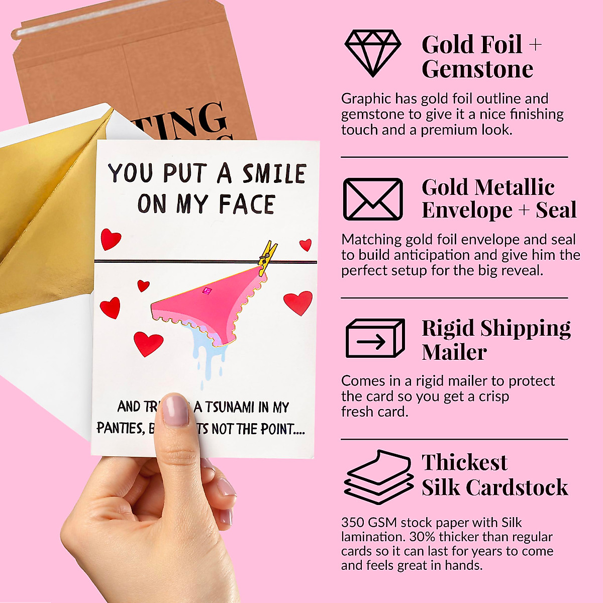 GIFTING GIGGLES Funny Romantic Joke Card for husband boyfriend or lover | Naughty Gift for him | Anniversary, Birthday, Valentine’s Day, Fathers Day, Appreciation | 30th 40th 50th 60th 70th 75th