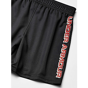 Under Armour Boys' Little UA Logo Short, Black/Versa Red, 4