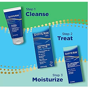 Differin 30 Day Gel & Moisturizer SPF 30 Set, Acne Treatement Gel (15g tube) & MOISTURIZER SPF 30 (2.5 oz), Gentle Skin Care for Acne Prone Skin, Fragrance Free, Non Comedogenic