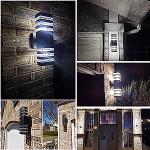 FAISHILAN 2 Pack Dusk to Dawn Exterior Wall Light Fixture,3-Layer 14W 1200LM Warm White 3000K IP65 Waterproof Aluminum Morden Outdoor Lights for House Porch Hallway Patio Garage