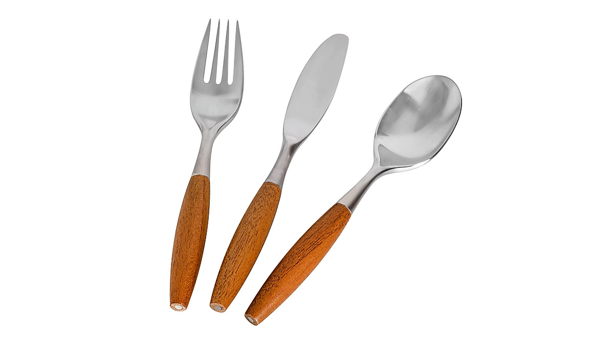 Avocrafts Teak Wood Flatware Set - Stainless Steel Cutlery