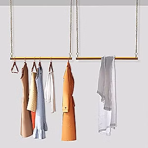 MARTEXBUY 2 Pcs Adjustable Height Clothing Storage Chain Garment Rack, Commercial Wedding Dress Hanging Rack, Ceiling-Mounted Cloth Display Shelf for Home Boutique Clothes Store