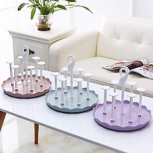 Kitchen Drain Cup Holder Water Bottle Drying Drainer Rack - Swan Head Plastic Drainer Stand Mug/Bottle for Kitchen/Dining/Living Room-Assembled Cup Rack (Blue)