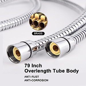 HO2ME High Pressure Handheld Shower Head with Powerful Shower Spray against Low Pressure Water Supply Pipeline, Multi-functions, w/ 79 inch Hose, Bracket, Flow Regulator, Chrome Finish