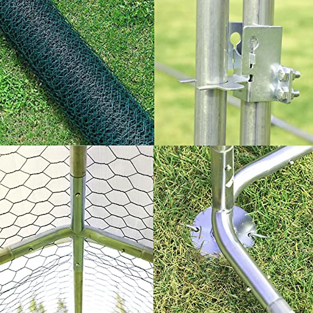 LEISU Outdoor Large Chicken Run Walk-in Chicken Coop with Waterproof Cover Chicken Playpen Metal Hen Cage Duck Cage Enclosure Rabbit Nest Fence Chicken Cages for Backyard Farm