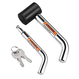 CZC AUTO Hitch Receiver Pin Lock, Right Angle 1/2" and 5/8" Dual Pins for Class I II III IV 1-1/4" 2" and 2-1/2" Receiver, Compatible with Bike Rack Tray Ball Tow Rope for Trailer Truck Car Boat