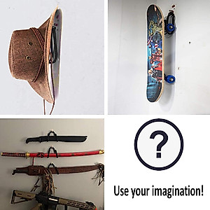 Pack of 2 , Rack with Adjustable Hooks Equipment Organizer Storage — W Claw Wall Mount Football Holder Ball Display Rack for Helmet, Gloves, Coats, Hats/Metal and Silicone Rubber Black Finish.