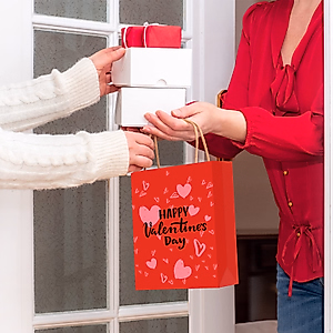 8 Pcs Mini Paper Valentines Day Gift Bags Mini Gift Bags with Handles Bag for Gift Cards, Galentines Day, Teacher Present, Classroom Parties, Wedding Birthday Sweetest Day Party Favor