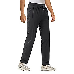 Boladeci Athletic Pants for Men Lightweight Quick Dry Breathable Elastic Waist Zip Pockets Outdoor Jogger Travel Fishing Hiking Pants Black 40