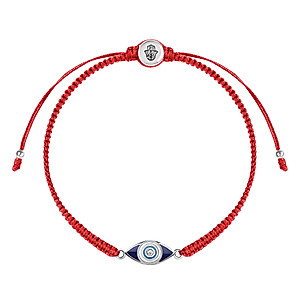 KARMA AND LUCK Red String Bracelet for Women with 925 Sterling Silver Evil Eye Charm with Diamond Chip for Spiritual Cleansing, Handmade in Bali, Size 5.5”-7.7”