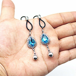 Teardrop Nipple Ring Rhinestone Water Drop Faux Nipple Chain Noose Body Non Piercing Jewelry Heart Chokers Necklaces-A