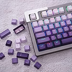 Sumgsn Gradient Purple Keycaps Shine Through OEM Profile Double Shot PBT Keycaps 123 Keys for Mechanical Keyboard Cherry Mx Gateron Switches