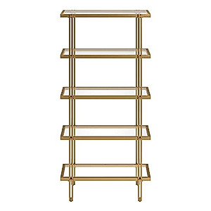 Henn&Hart 68" Tall Rectangular Bookcase in Brass, for Home Office, Living Room