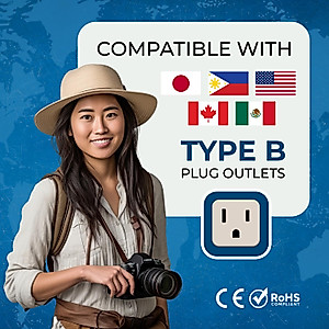 OREI USA, Japan, Philippines & More (Type B) Travel Adapter Plug - 2 in 1 - CE Certified - RoHS Compliant - 4 Pack - White Color (DB-5-4PK)
