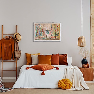 QUEENLINK Cork Board, White Framed Bulletin Board for Wall, 36” x 24” Wall Mounted Vision Board Decorative Poster Board with 10 Push Pins for Home & Office