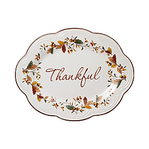 Pfaltzgraff Autumn Berry Small Oval Platter, 10.5 inches, Cream