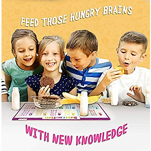 Merka Placemats for Kids, 5 Pack Educational Placemat, Non-Slip, Washable, Reusable, Learning Math - Addition, Subtraction, Multiplication and Division, 17"x11" Kids Placemats for Dining Table