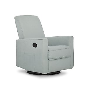 Evolur Raleigh Upholstered Plush Seating Glider Swivel, Rocker, Recliner, Glider for Nursery in Light Blue, Greenguard Gold Certified, Modern Nursery Recliner, Environmentally Conscious Glider