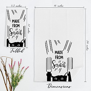 EIONEY Make More Scratch Black Cat Kitchen Towels & Tea Towels, Dish Cloth Flour Sack Hand Towel for Farmhouse Kitchen Decor，24 X 16 Inches Cotton Modern Dish Towels Dishcloths,Gifts for Cat Lovers