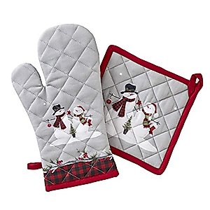 SKL Home Woodland Winter Oven Mitt and Pot Holder Set, 8x8