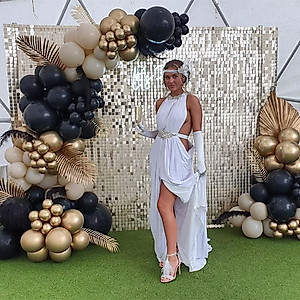 Square Shimmer Panels Light Gold Sequin Backdrop Shimmer Wall Backdrop 36 Panels Glitter Photo Backdrops for Birthday Anniversary Wedding Engagement Decoration