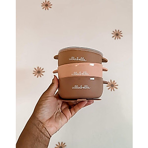 Ullabelle Silicone Baby Bowls with Lids | Toddler Food Storage Bowls Set (Desert Rose)