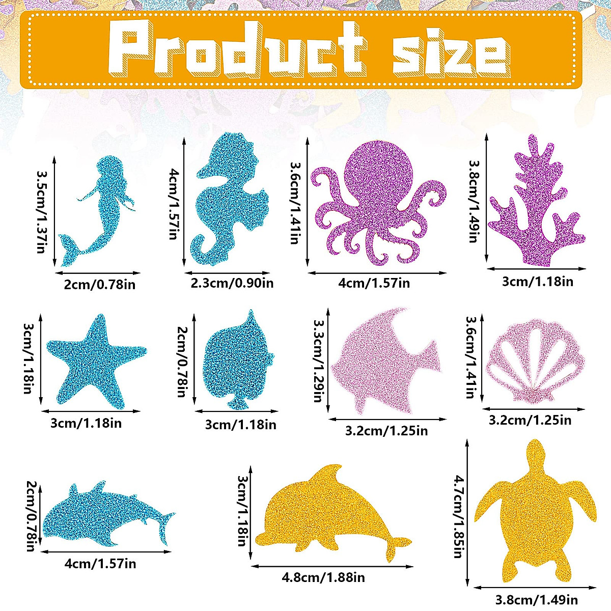 Whaline 300Pcs Sea Theme Confetti Sea Animal Table Confetti Glitter Starfish Turtle Dolphin Seagrass Table Decorations for Birthday Party Scatter Beach Theme Party Wedding Decorations DIY Crafts