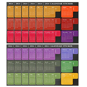 Office Decor 12 Sheets 2024 Calendar Stickers Monthly Calendar Tabs Colorful Adhesive Index Tabs for Planners Office Study Supplies Stickers for Adults