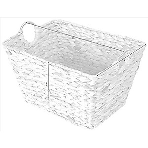 Vintiquewise Large Square Water Hyacinth Wicker Laundry Basket with Metal Handles