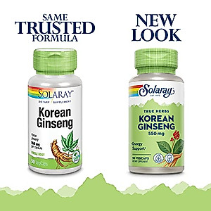SOLARAY Korean Ginseng 550 mg | Healthy Stress, Energy & Physical Endurance Support | 50 VegCaps
