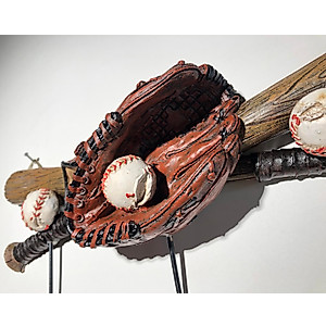 RYAONFKY Baseball Coat Rack Wall Mount with 3 Wall Hooks, Baseball Glove Wall Decor for Boys Room,Entryway,Cloakroom