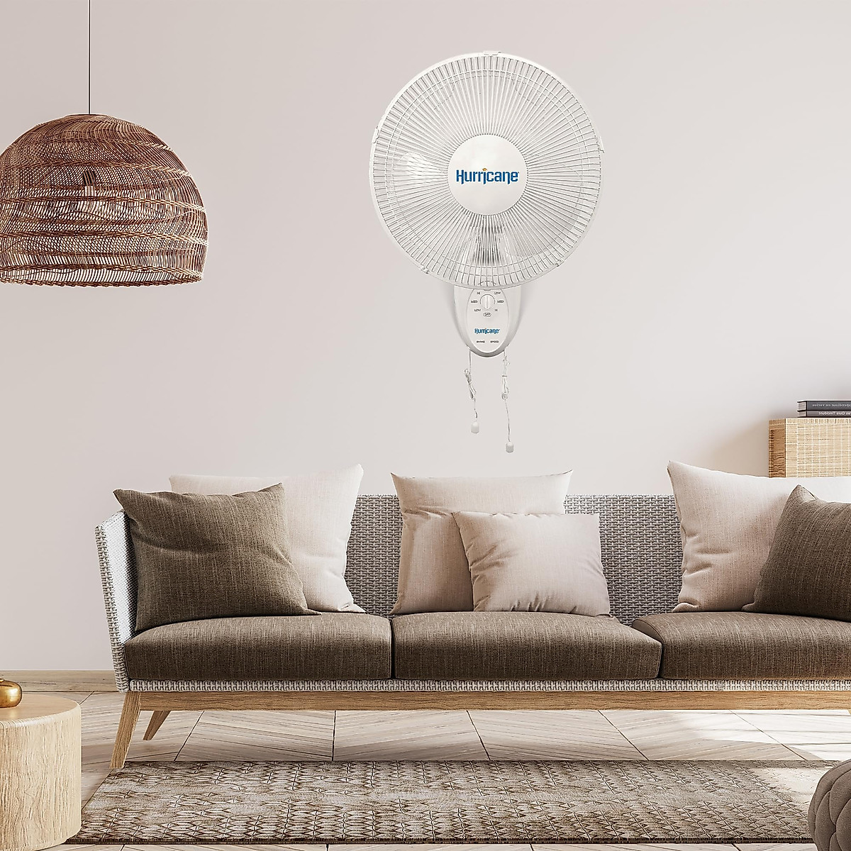 Hurricane Wall Mount Fan - 16 Inch, Supreme Series, Wall Fan with 90 Degree Oscillation, 3 Speed Settings, Adjustable Tilt - ETL Listed, White