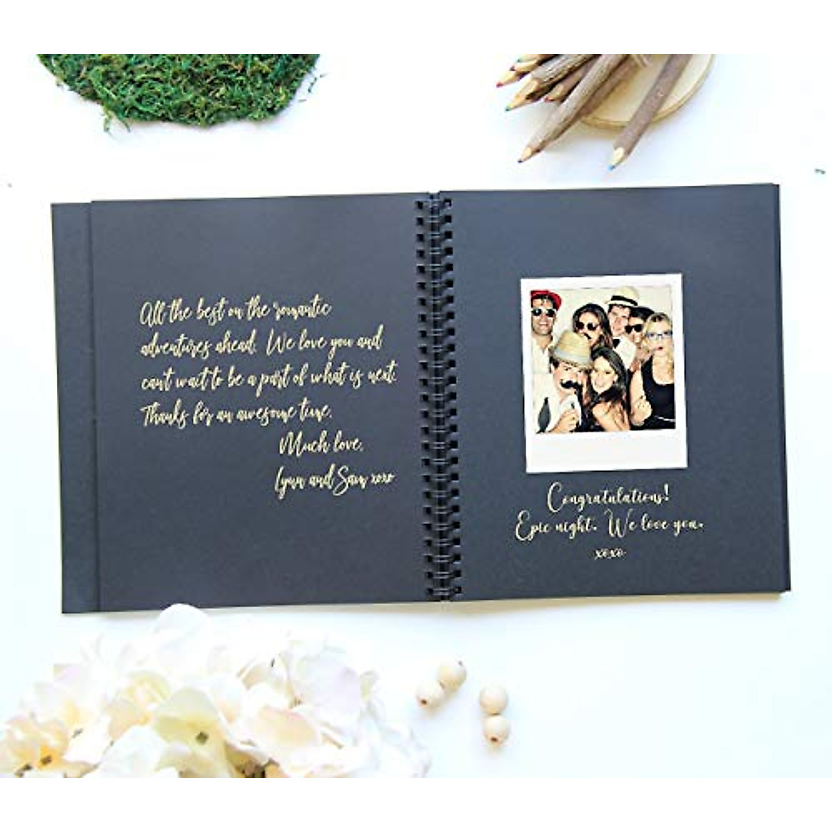 Wedding Guest Book Alternative, Guest Book Polaroid, 90 Black pages, Cardstock, Polaroid Guestbook with blank pages, Instax Guest Book For Wedding Photo Booth Props Black Guest Book Wedding.