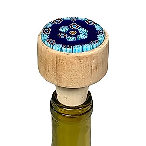 Wine Bottle Stopper – Unique gift for Dinner Host, Wine Lover, or Housewarming – a versatile wine accessory, use for Wine or Champagne – Handmade of Murano Glass and Portuguese Cork keeps wine fresher