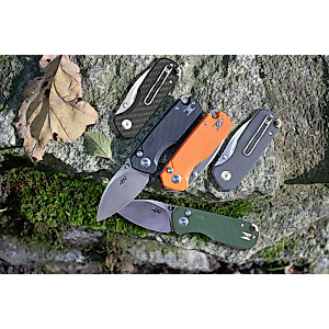 Firebird GANZO FH925-BK Small Pocket Folding Knife Button Lock D2 Steel Blade G10 Anti-Slip Handle with Clip Camping Outdoor EDC Utility Knife Best Gift for Men Women (Black)