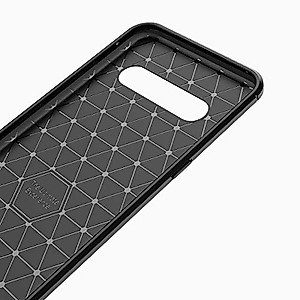Grandcaser Case for LG V60 ThinQ 5G Ultra Slim Carbon Fiber TPU Soft Anti-Scratch Shockproof Protection Cover for LG V60 ThinQ 5G 6.8" -Black