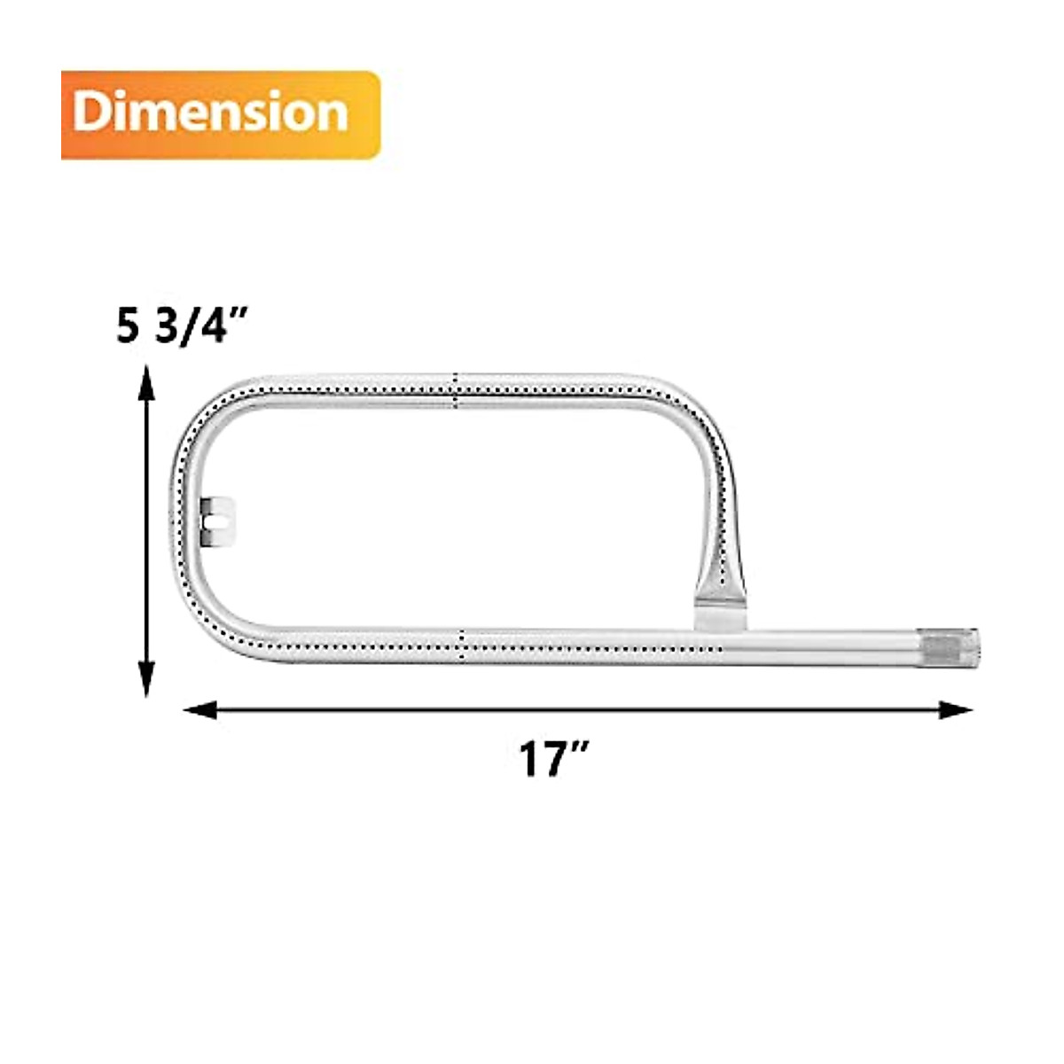GRISUN 60040 304 Stainless Steel Grill Burner for Weber Q1200 Q1000 Q100 Q120, Baby Q, 17 inch Burner Tube for Weber 50060001, 51060001, 516002, 516001, 386001, 386002, Replacement Part 69957/41657